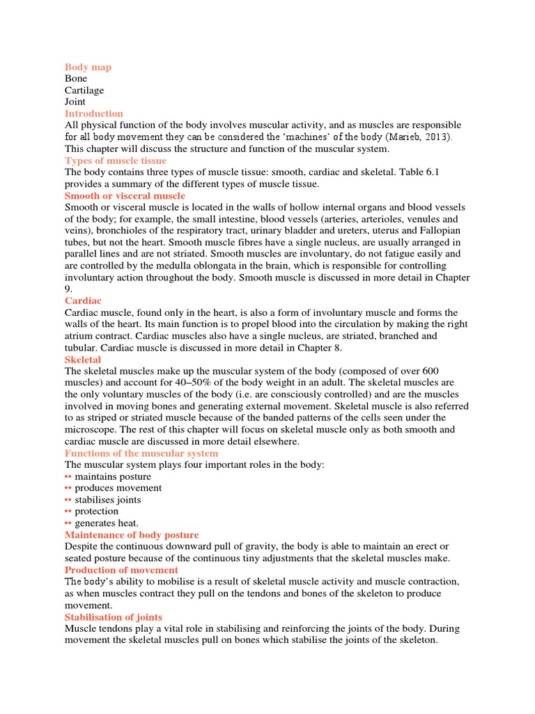 Body Map: Smooth or Visceral Muscle | PDF | Muscle | Human Body