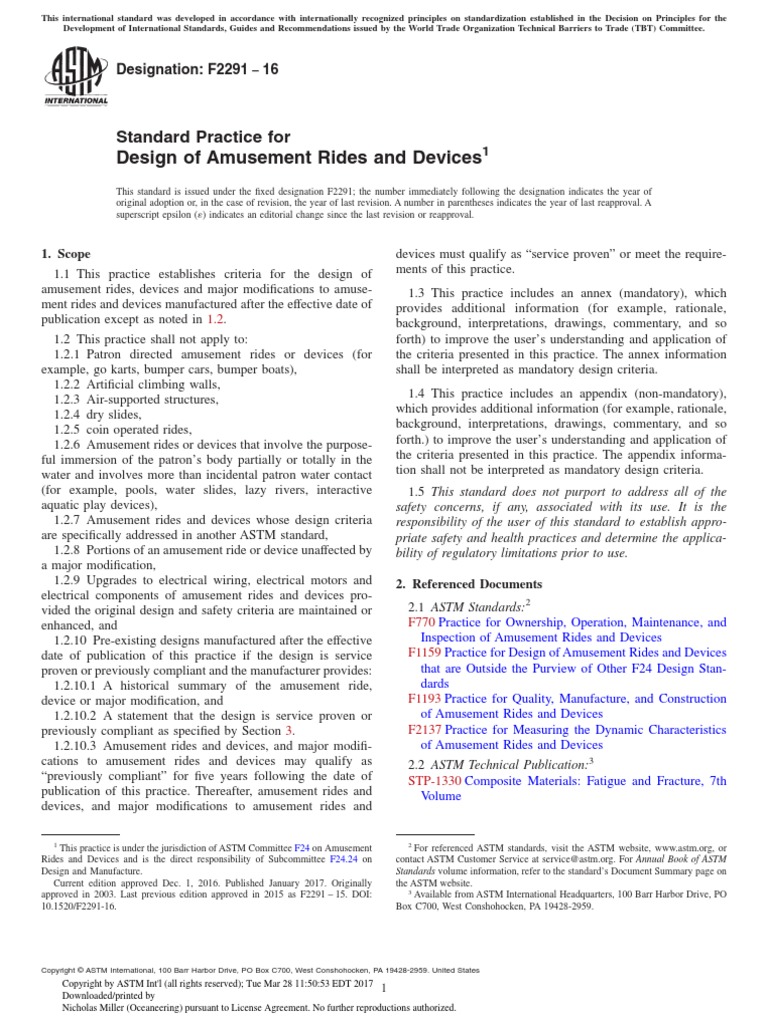 Astm F2291-16 | PDF | Hazards | Machines