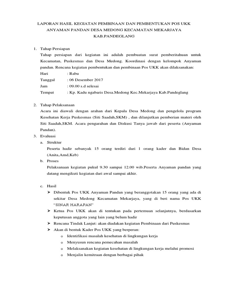 Contoh Laporan Hasil Ukk | PDF