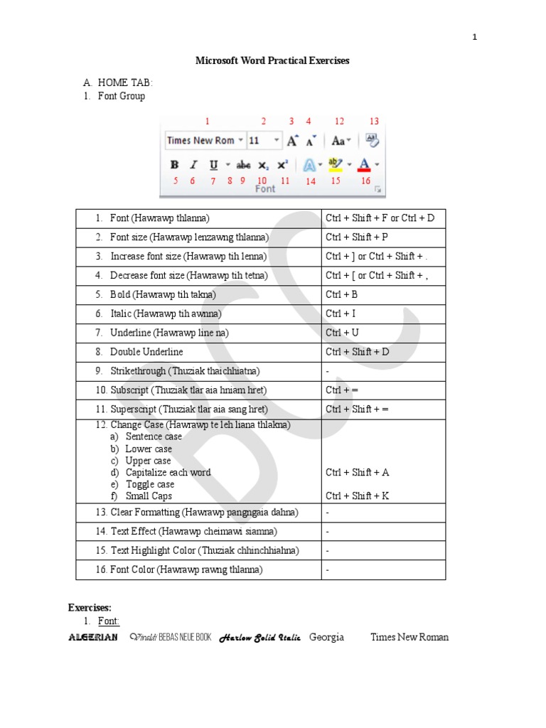 Microsoft Word Practical Exercises | PDF | Letter Case | Graphic Design