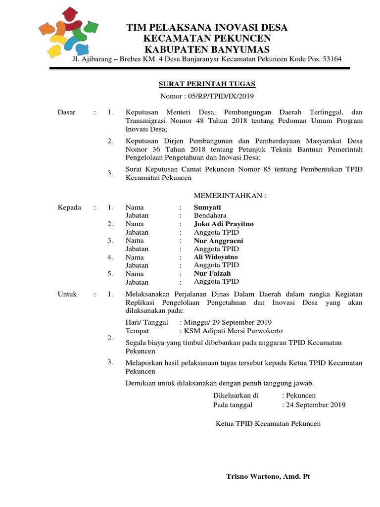 SPPD Replikasi Kegiatan Replikasi Tpid | PDF