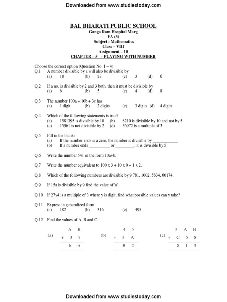 Playing With Numbers | PDF