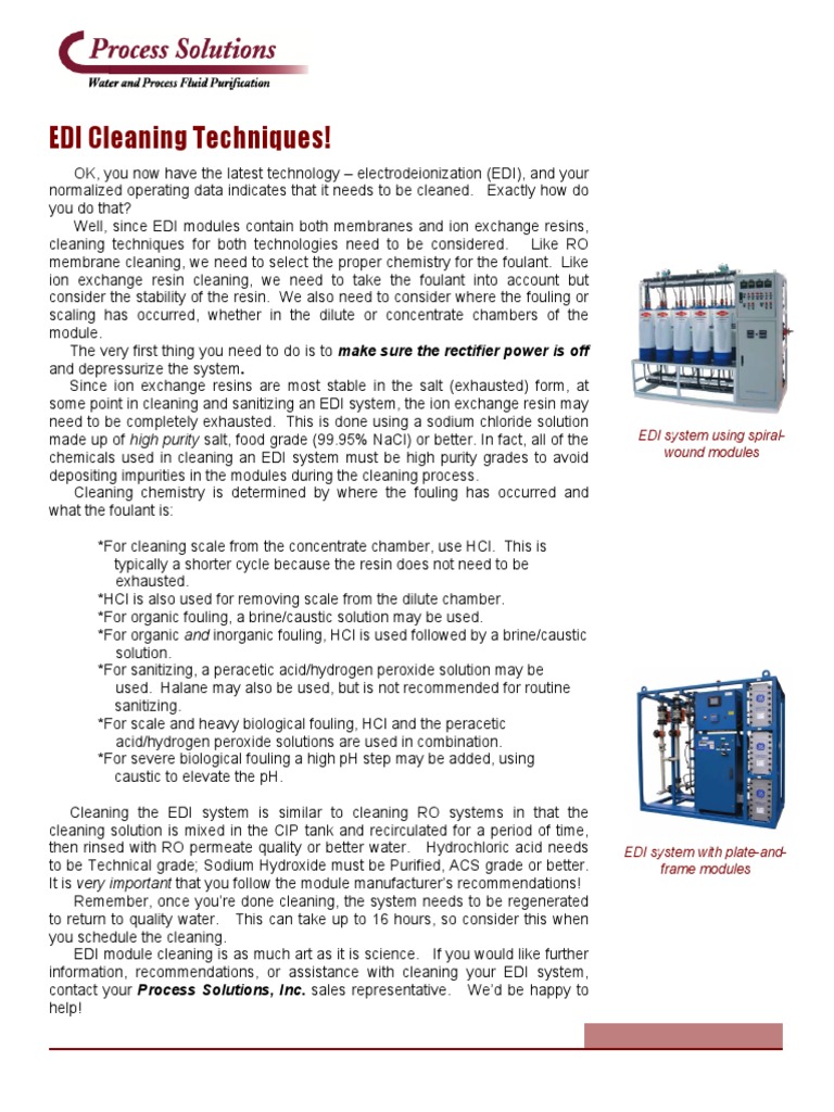 EDI Cleaning Techniques!: EDI System Using Spiral-Wound Modules | PDF ...