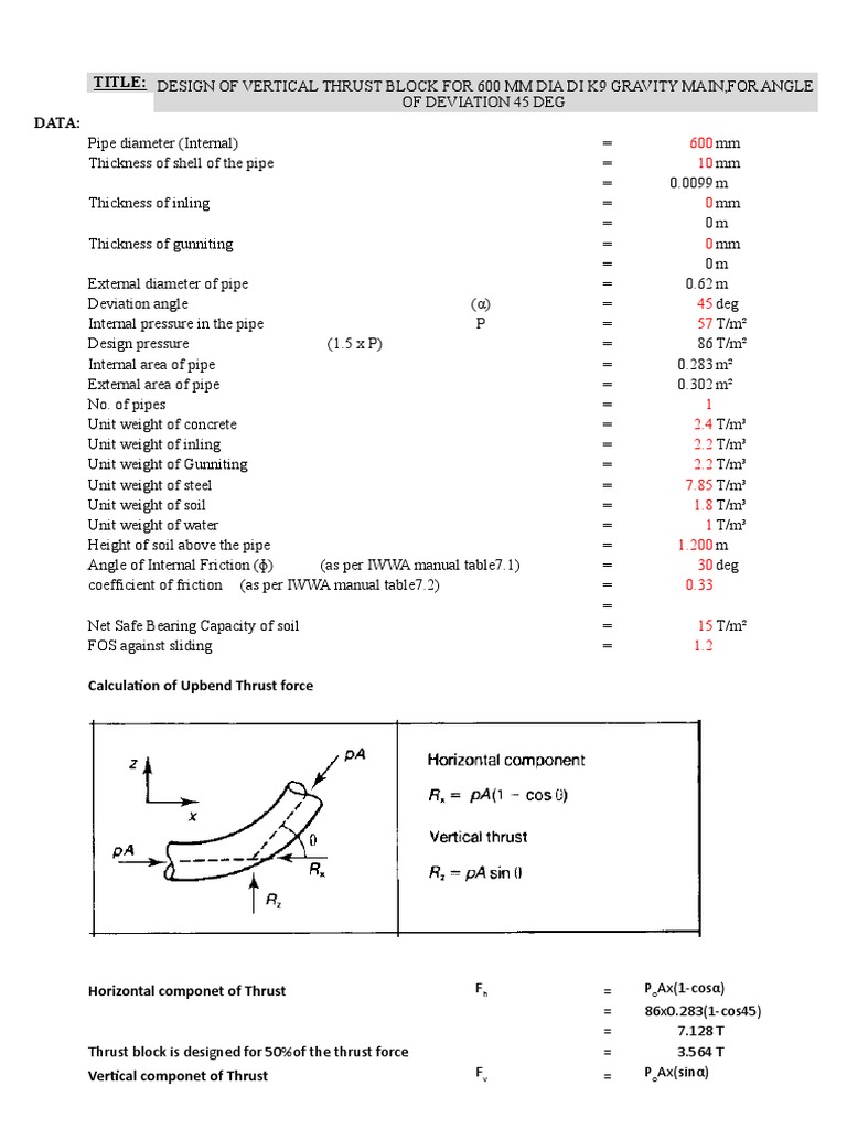 11 Design Of Thrust Block Pdf Friction Pipe Fluid Conveyance