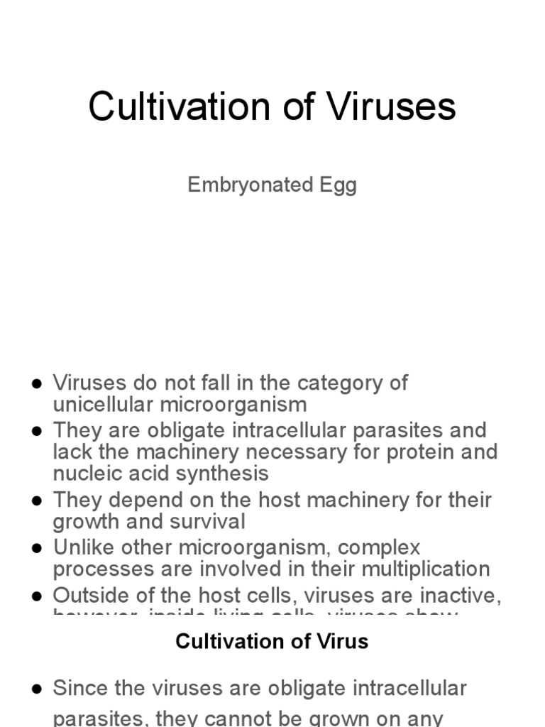 Cultivation of Virus | PDF | Cell Culture | Virus