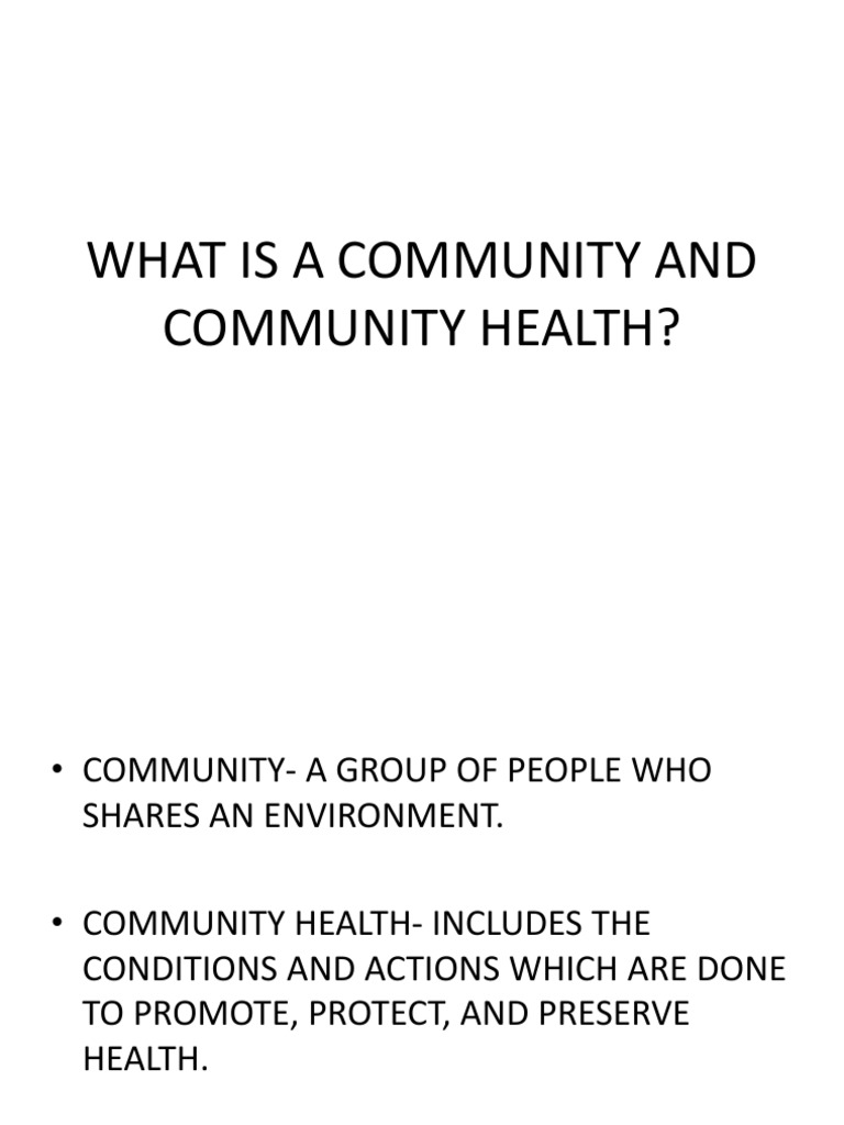 What Is A Community and Community Health? | PDF