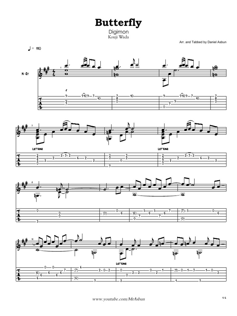 Digimon Butterfly Guitar Tabs | PDF | Musicians | Works