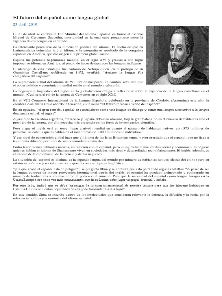 El Futuro Del Español | PDF | Lengua española | Idioma en Inglés