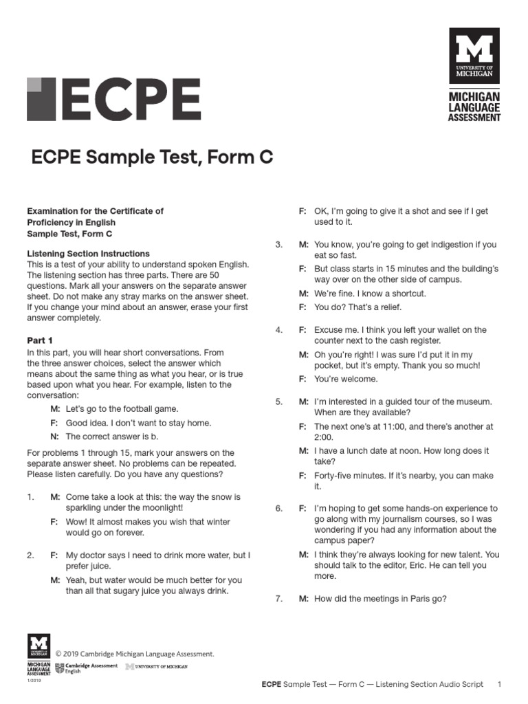 ECPE Sample C Audio Script | PDF | Employee Retention | Fungicide