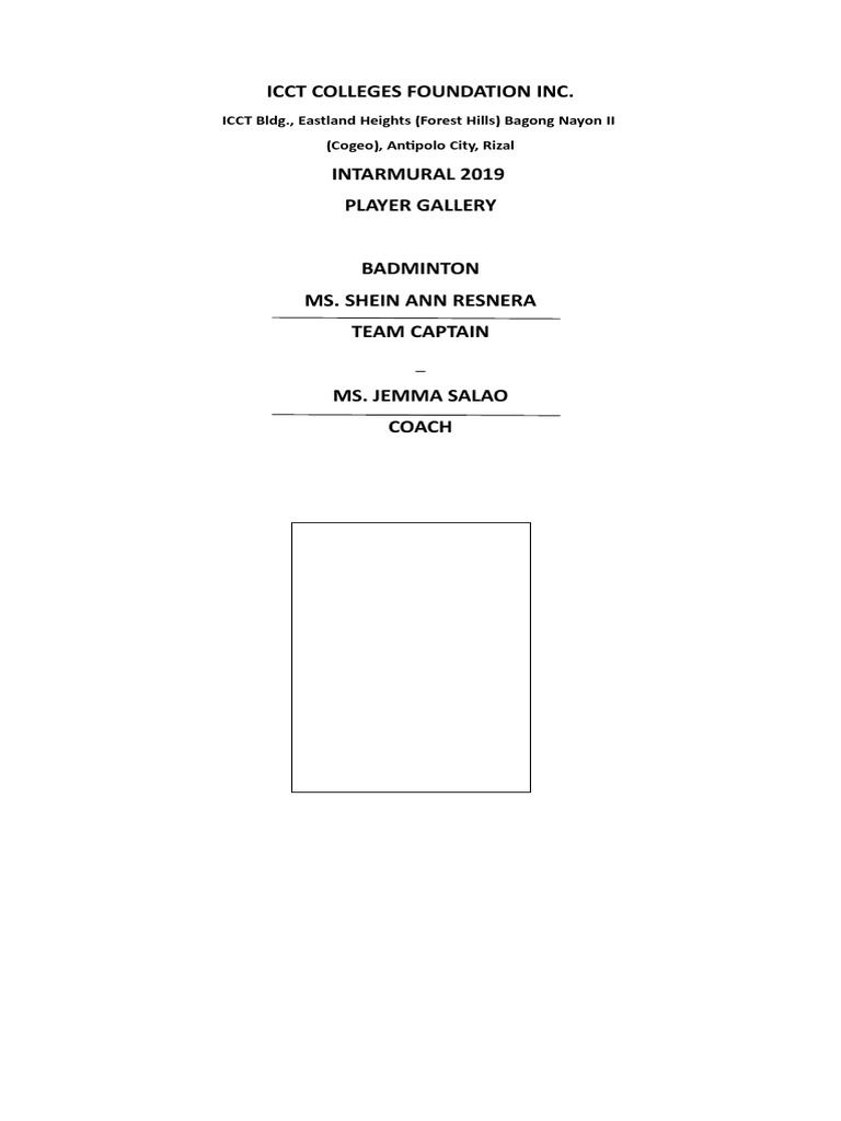 Intrams 2019 Form | PDF