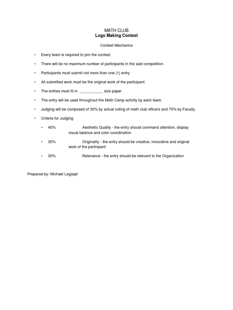 Math Club Logo Contest Rules and Guidelines | PDF