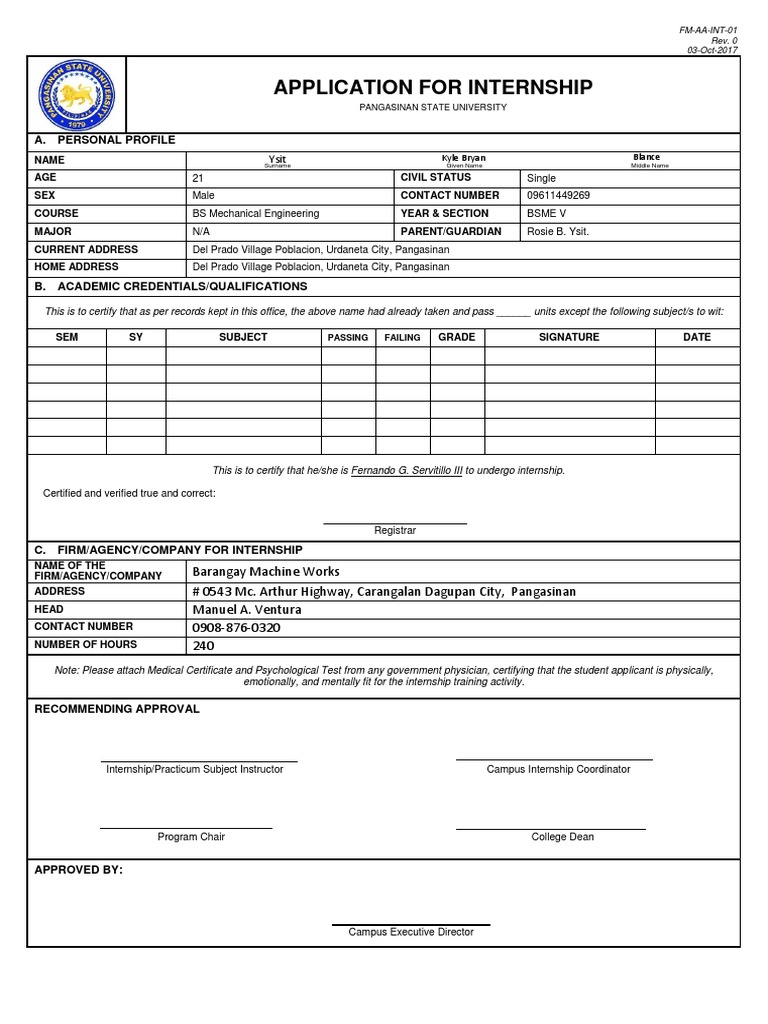 01 Application For Internship | PDF | Academia | Health Care