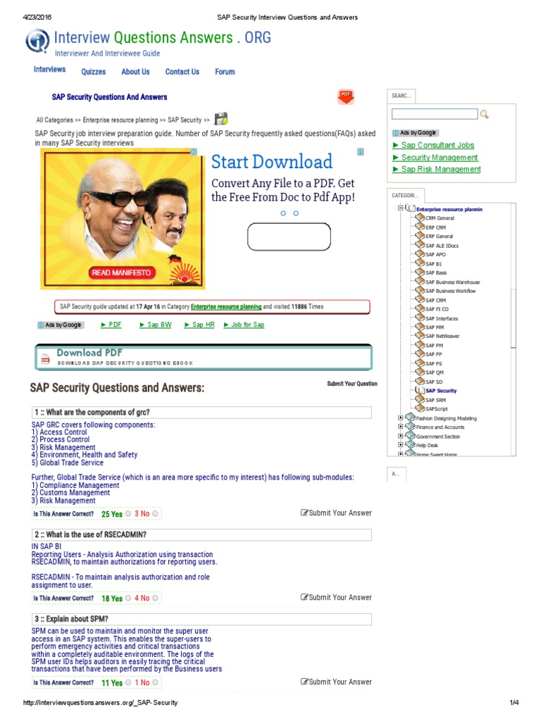Start Download: Questions Answers | PDF | Sap Se | Enterprise Resource ...