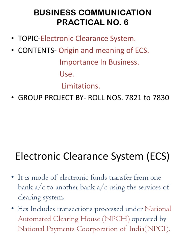 Electronic Clearance System | PDF | Finance & Money Management