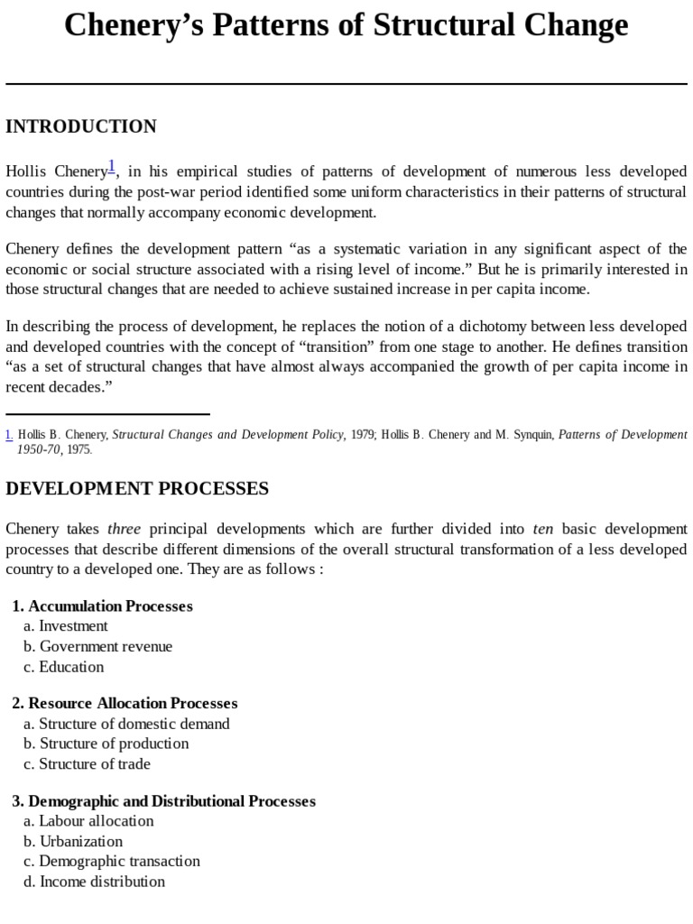 Chenery Pattern | PDF | Gross Domestic Product | Economic Development