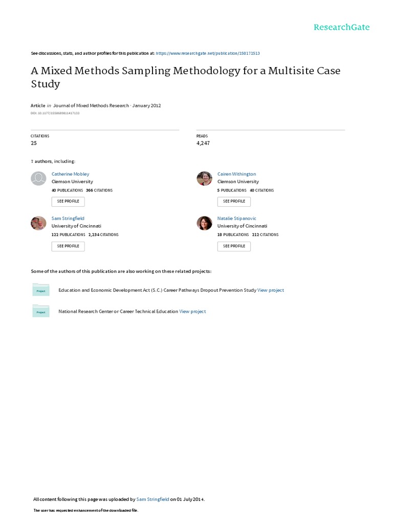 A Mixed Methods Sampling Methodology For A Multisi | PDF | Case Study ...