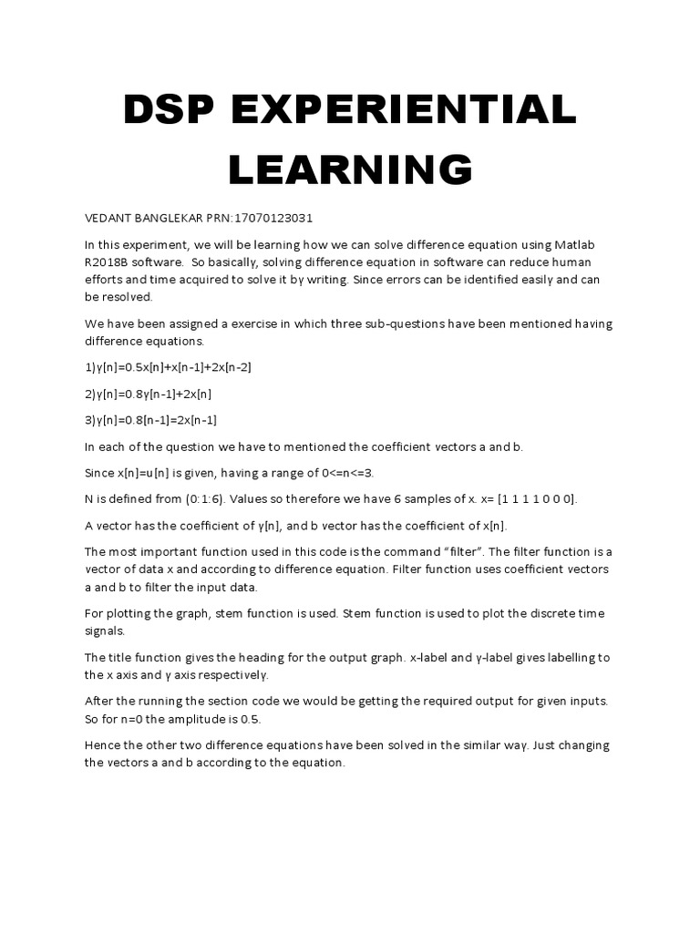 DSP Experiential Learning | PDF