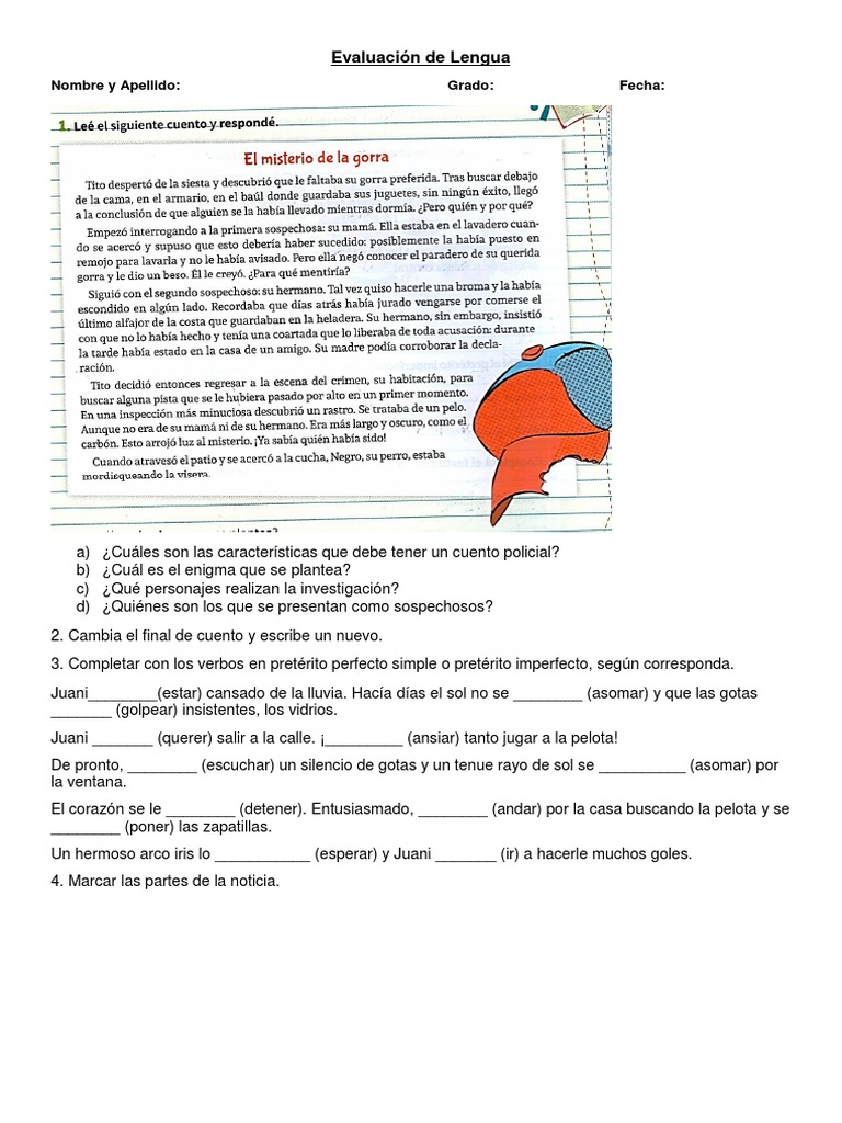 Evaluacion de Lengua 5to | PDF