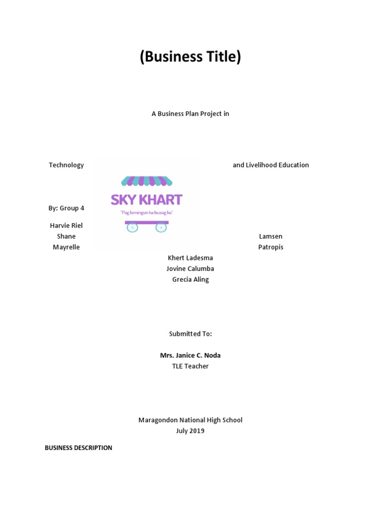 Business Plan Format For ICT 9 | PDF