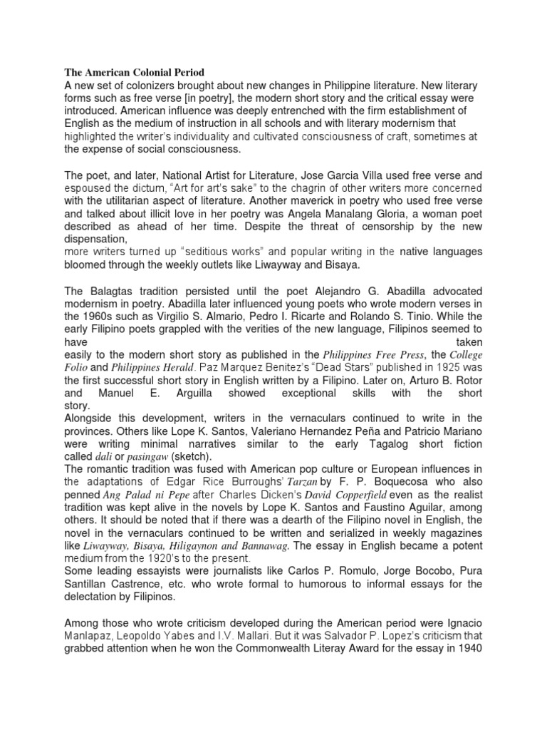 The American Colonial Period | PDF | Poetry | Philippines