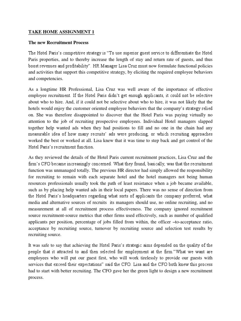 Take Home Assignment 1 | PDF | Recruitment | Employment