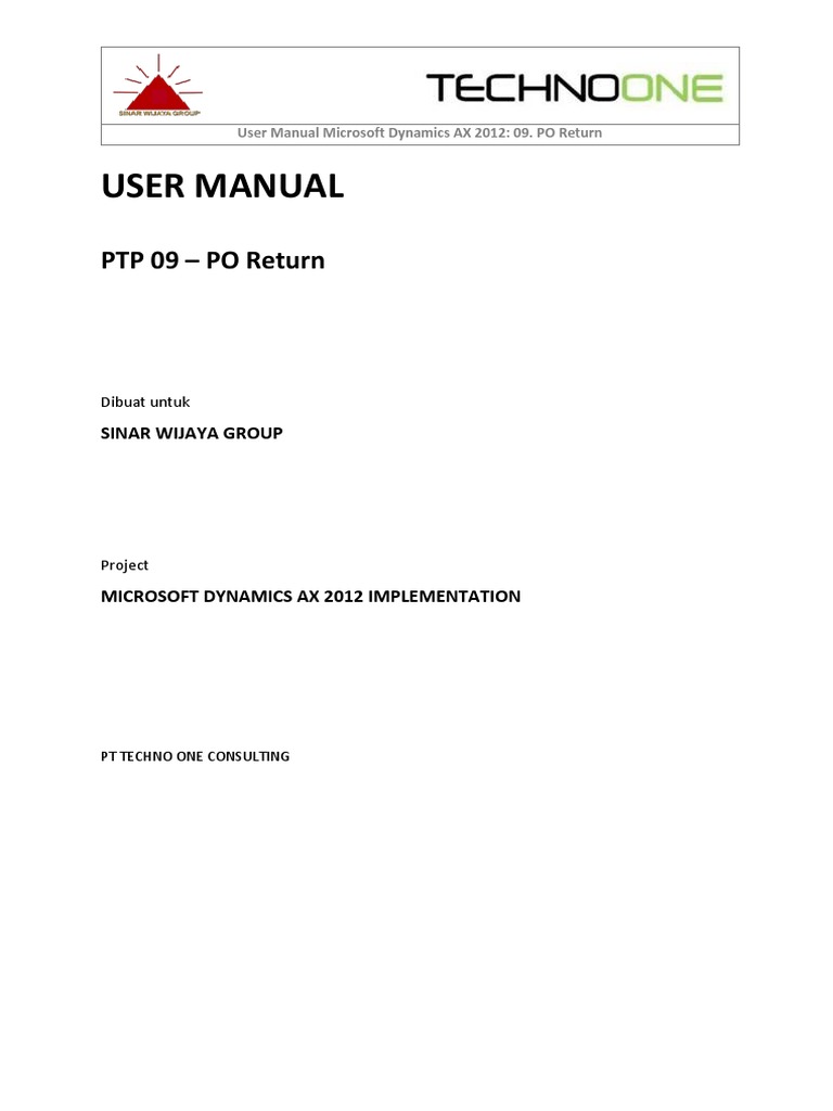 User Manual: PTP 09 - PO Return | PDF | Finance & Money Management ...