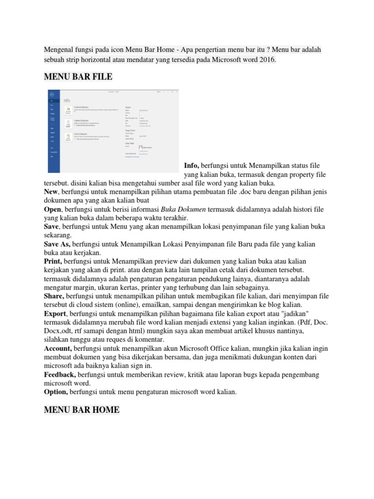 Mengenal Fungsi Pada Icon Ms - Word 2016 | PDF
