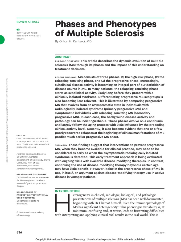 Phases and Phenotypes | PDF | Multiple Sclerosis | Medical Diagnosis