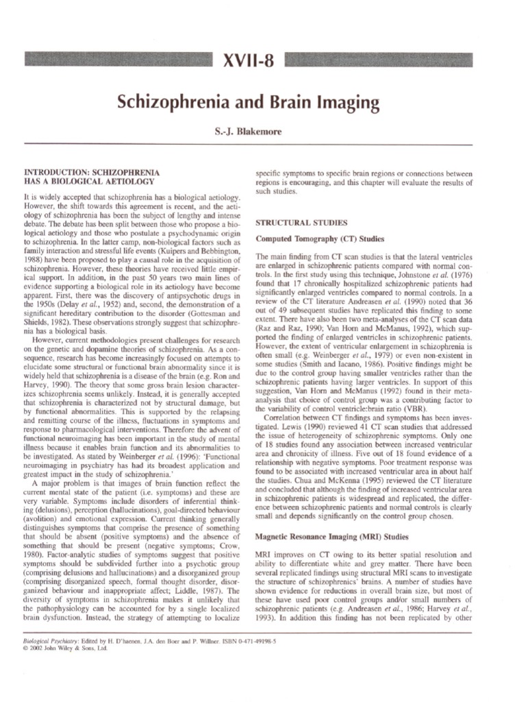 Schizophrenia and Brain Imaging | PDF | Dorsolateral Prefrontal Cortex ...