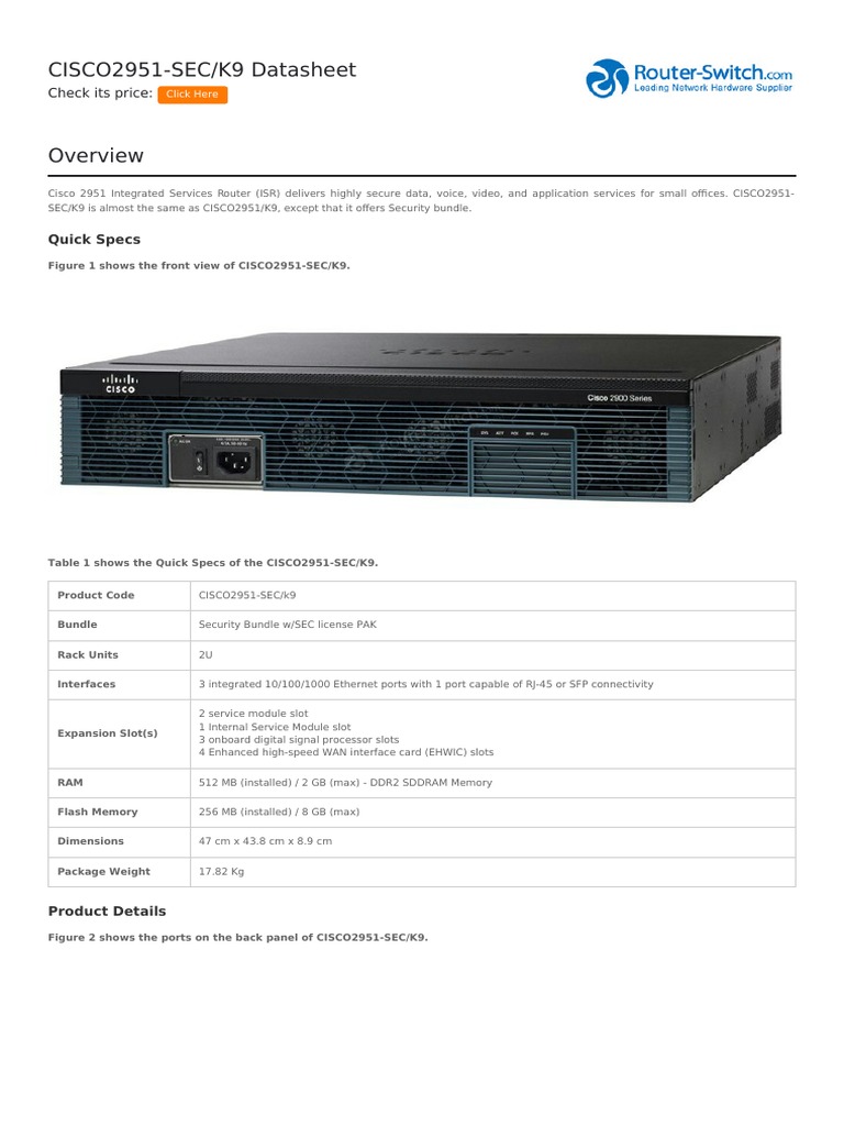 Cisco2951 Sec k9 Datasheet | PDF | Virtual Private Network | Internet ...