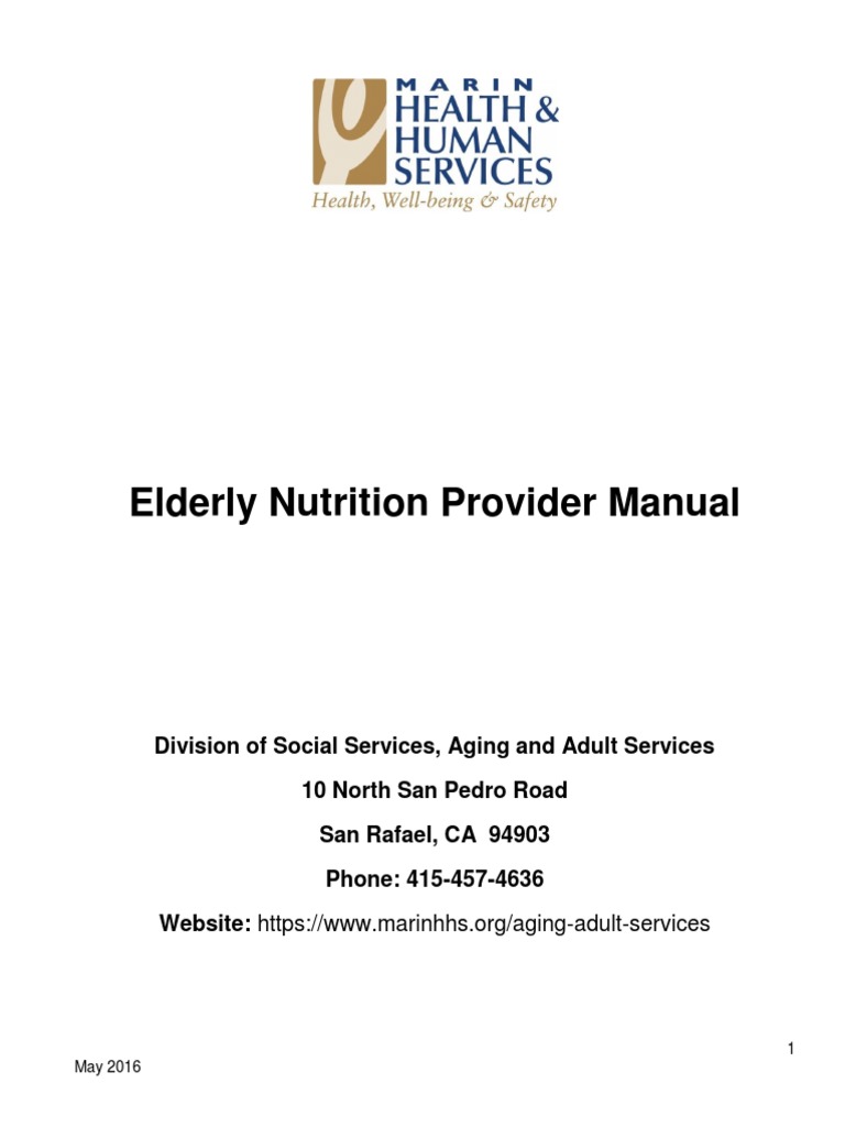 Elderly Nutrition Provider Manual | PDF | Dietitian | Foods