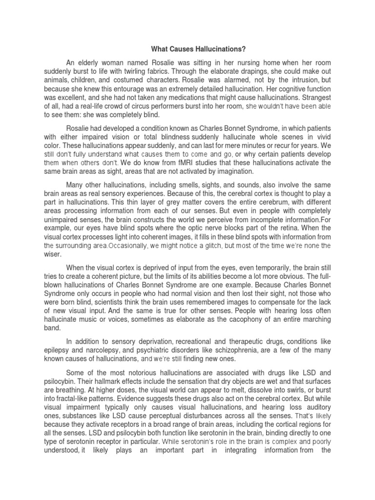 What Causes Hallucinations | PDF | Hallucination | Visual Impairment