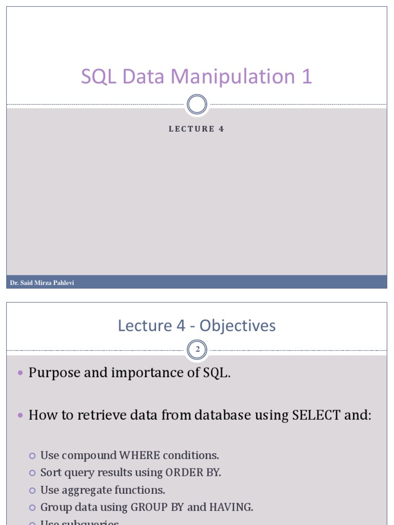 SQL Data Manipulation 1 | PDF | Sql | Databases
