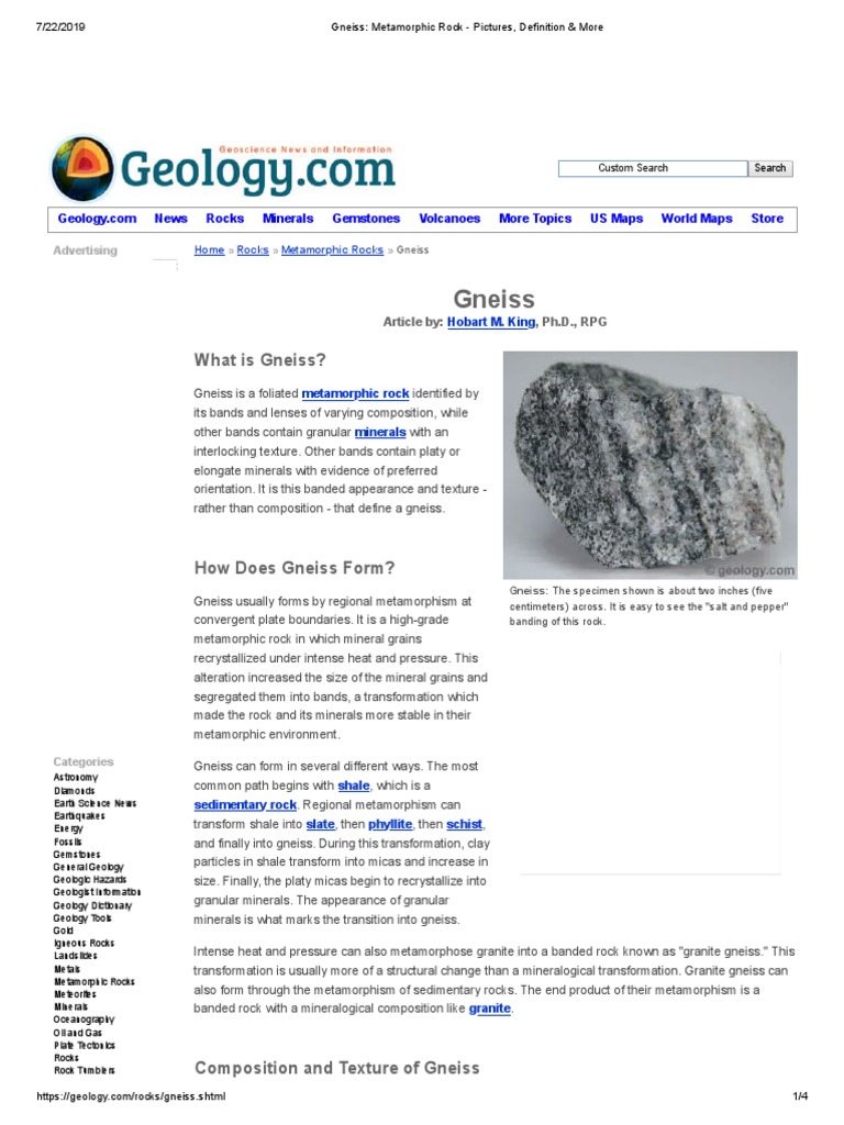 Gneiss Metamorphic Rock Pictures Definition More | PDF | Rock (Geology ...