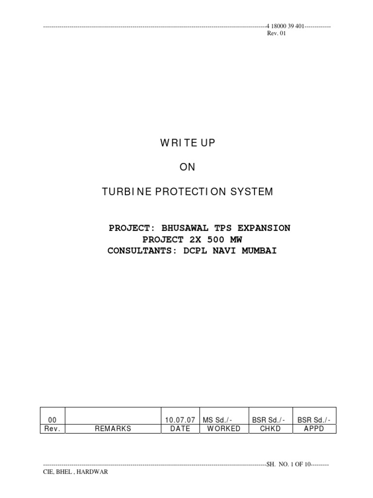 Turbine Protection | PDF | Relay | Thermocouple
