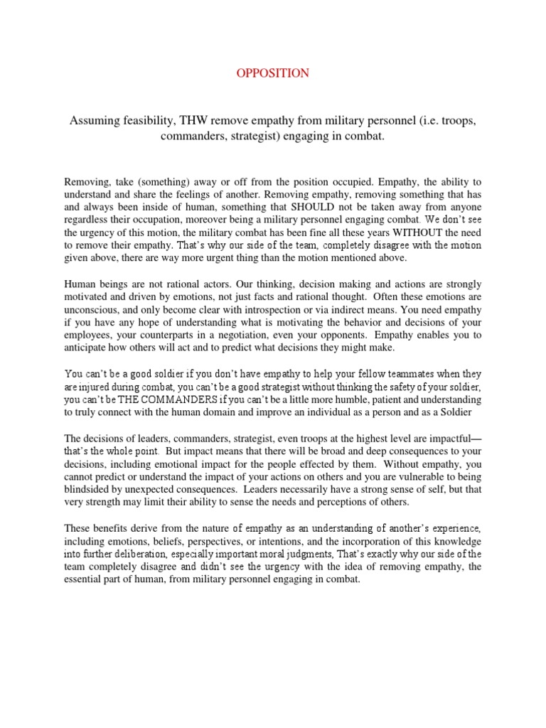 Rethinking Empathy in Military Combat | PDF | Empathy | Rationality