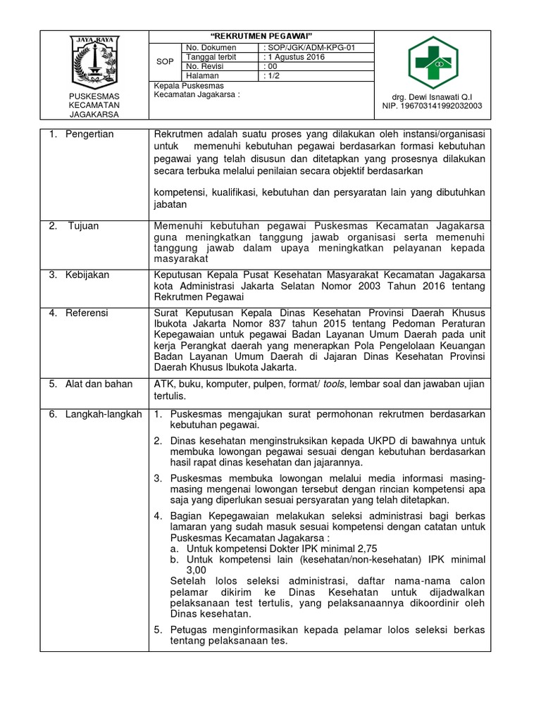 2.2.2 EP 3 SOP Rekrutmen Pegawai (Fix) | PDF