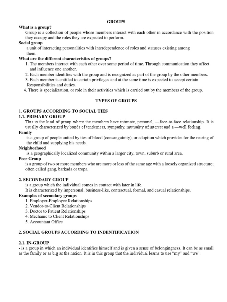 Lesson 5 Groups | PDF | Social Group | Community