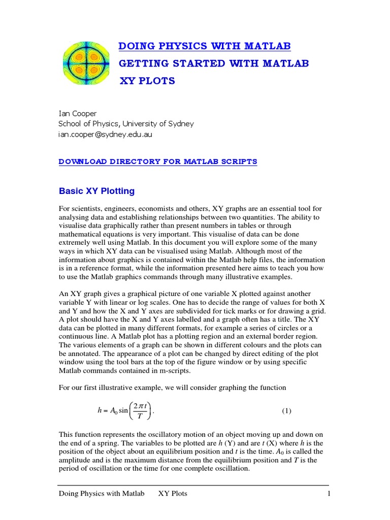Getting Started With Matlab Xy Plots Pdf Cartesian Coordinate System Logarithm 0730