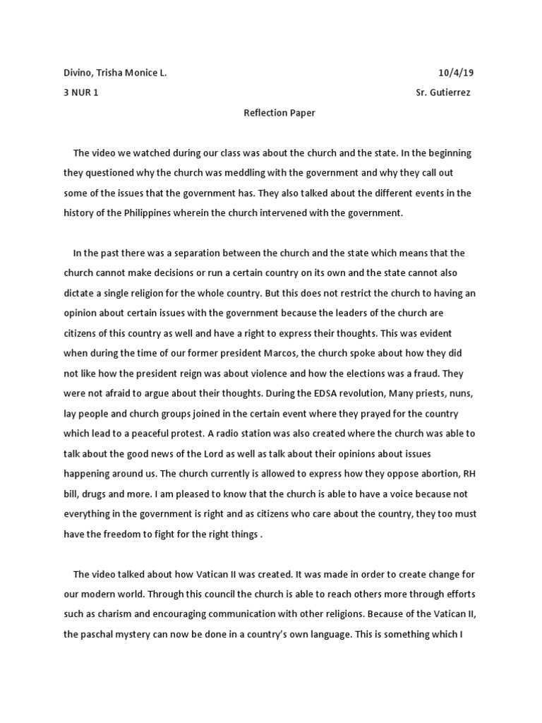 Reflection Paper SCL Video | PDF | Religion And Belief