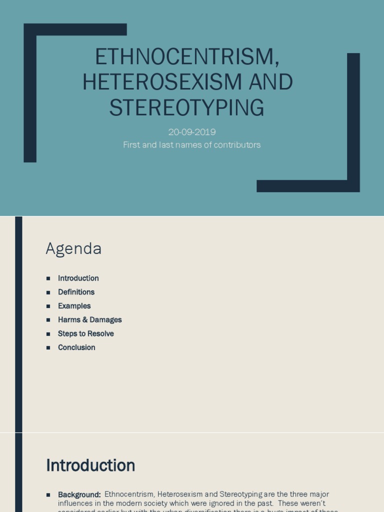 Ethnocentrism, Heterosexism and Stereotyping | PDF | Stereotypes ...