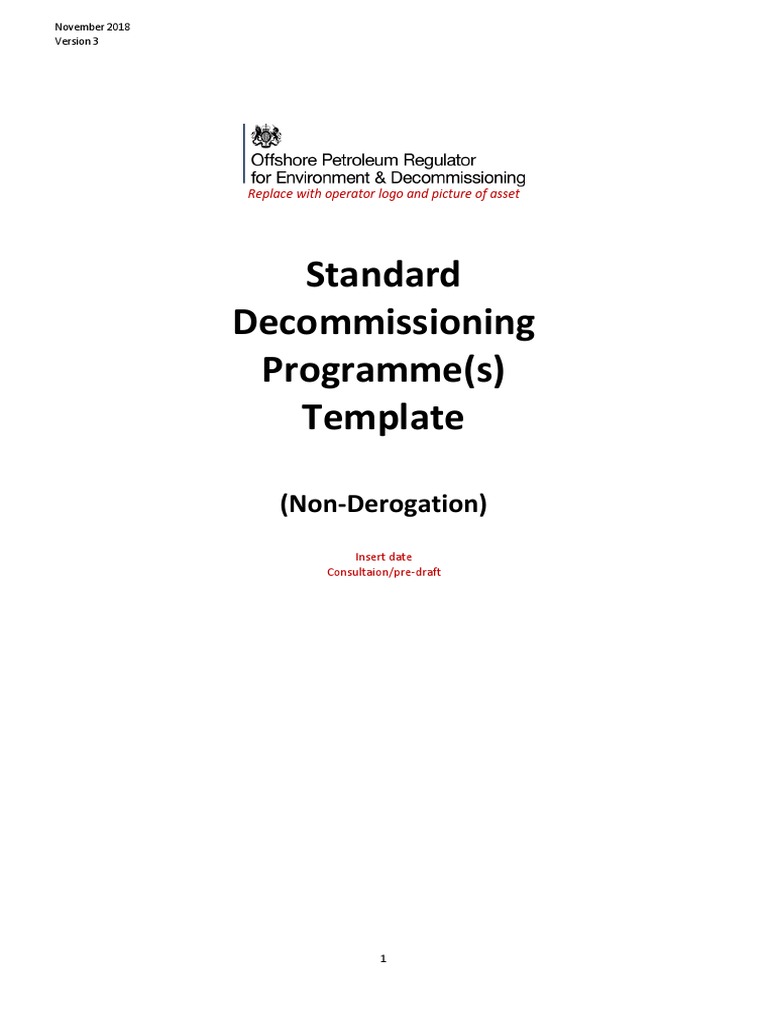Non Derogation Decommissioning Programme Template - November 2018 | PDF ...