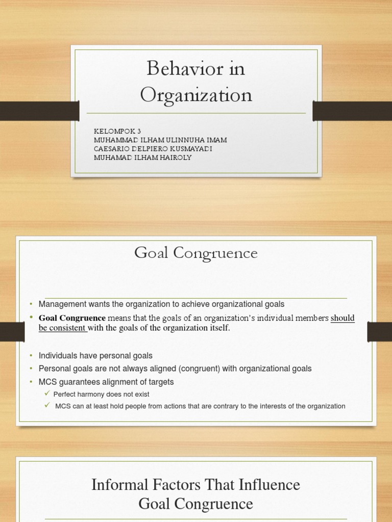 Goal Congruence in Organizational Behavior | PDF | Goal | Attitude ...