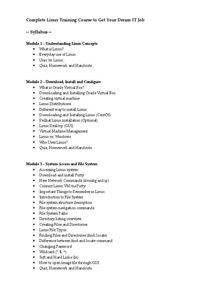 Complete Linux Training Course To Get Your Dream It Job Syllabus