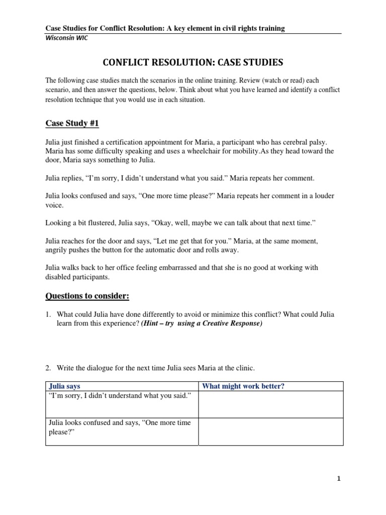 Conflict Resolution Training Casestudy PDF | PDF