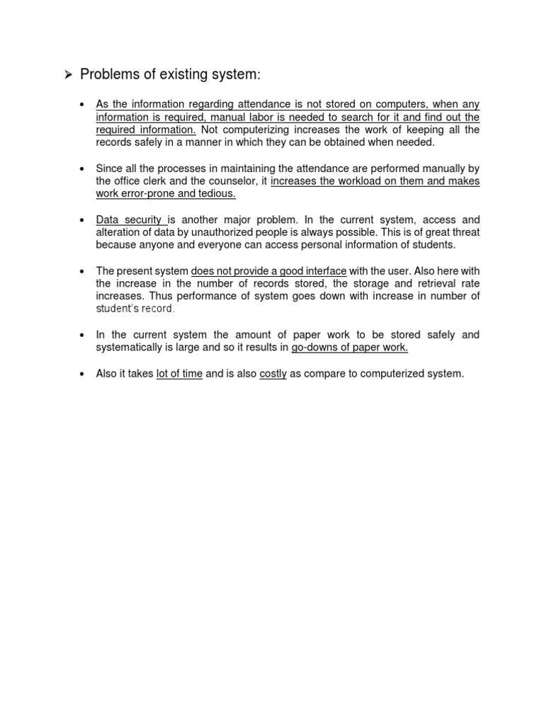 Automated Student Attendance System Problems | PDF | Programmer ...