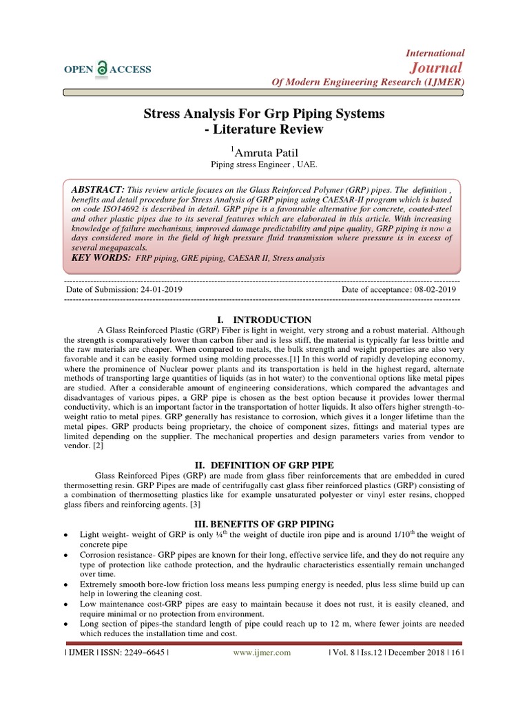GRP Piping Stress Analysis Overview | PDF | Fiberglass | Fibre ...