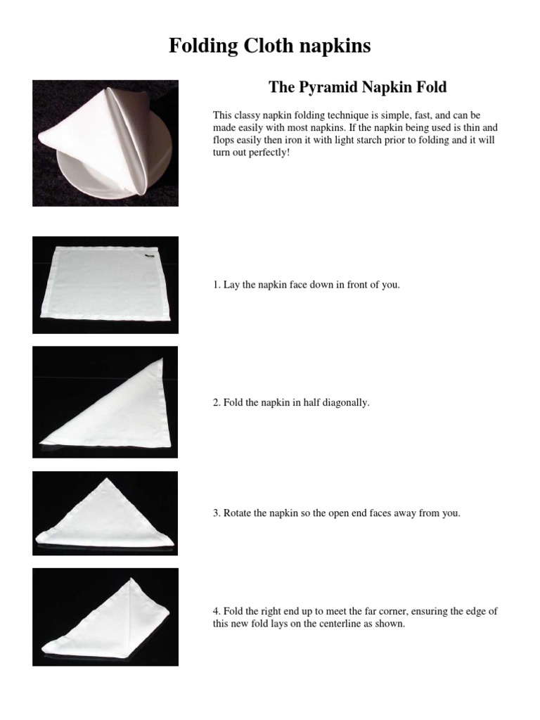Folding Cloth Napkins: The Pyramid Napkin Fold | PDF | Nature | Sports