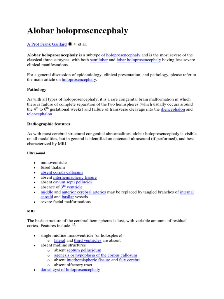 Alobar Holoprosencephaly Is A Subtype of | PDF | Cerebrum | Cerebral ...
