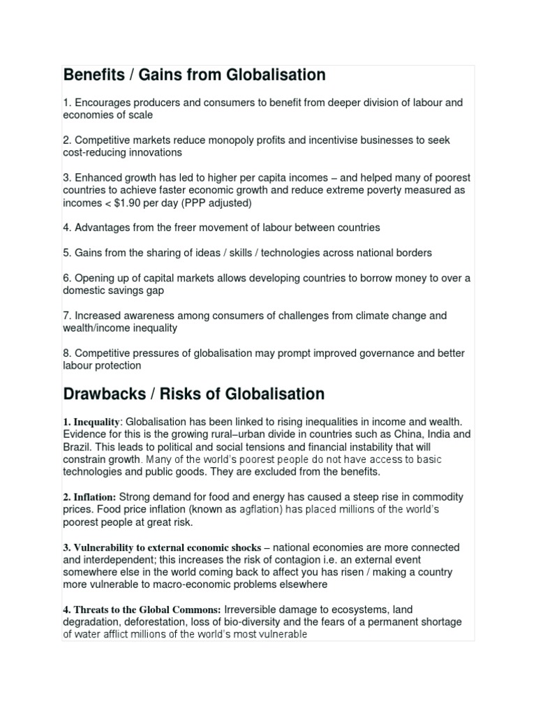 Benefits / Gains From Globalisation | Download Free PDF | Globalization ...